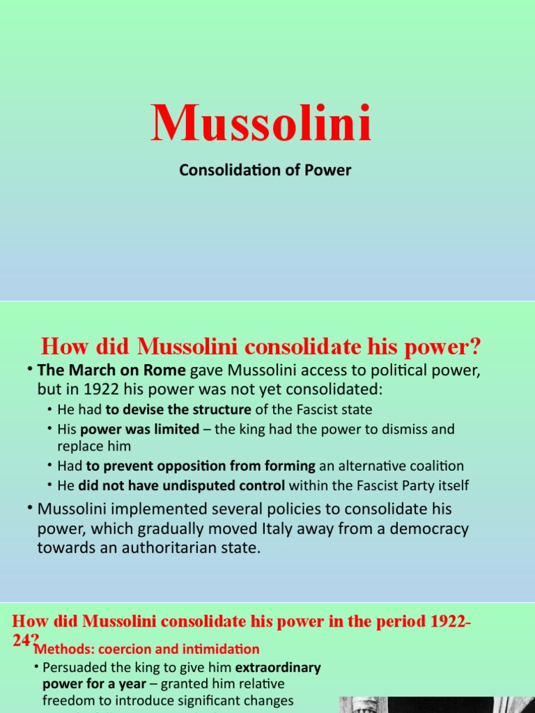 Mussolini's Power Consolidation Tactics | PDF | Benito Mussolini | Fascism