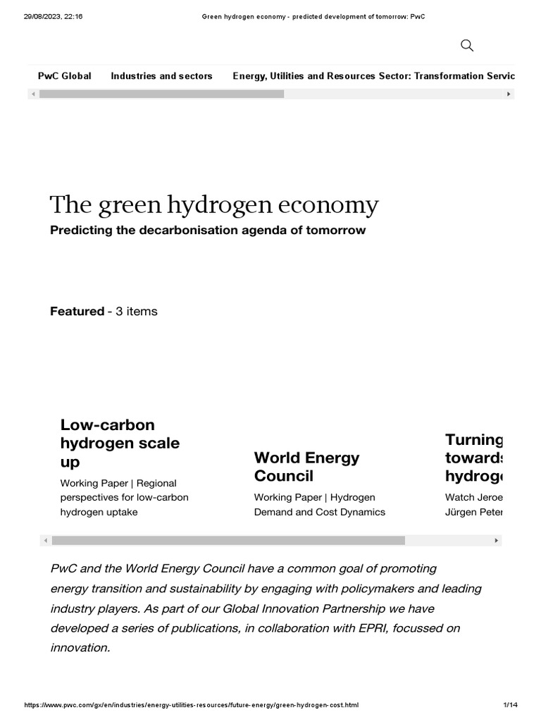 Green Hydrogen Economy - Predicted Development of Tomorrow - PWC | PDF | Low Carbon Economy ...
