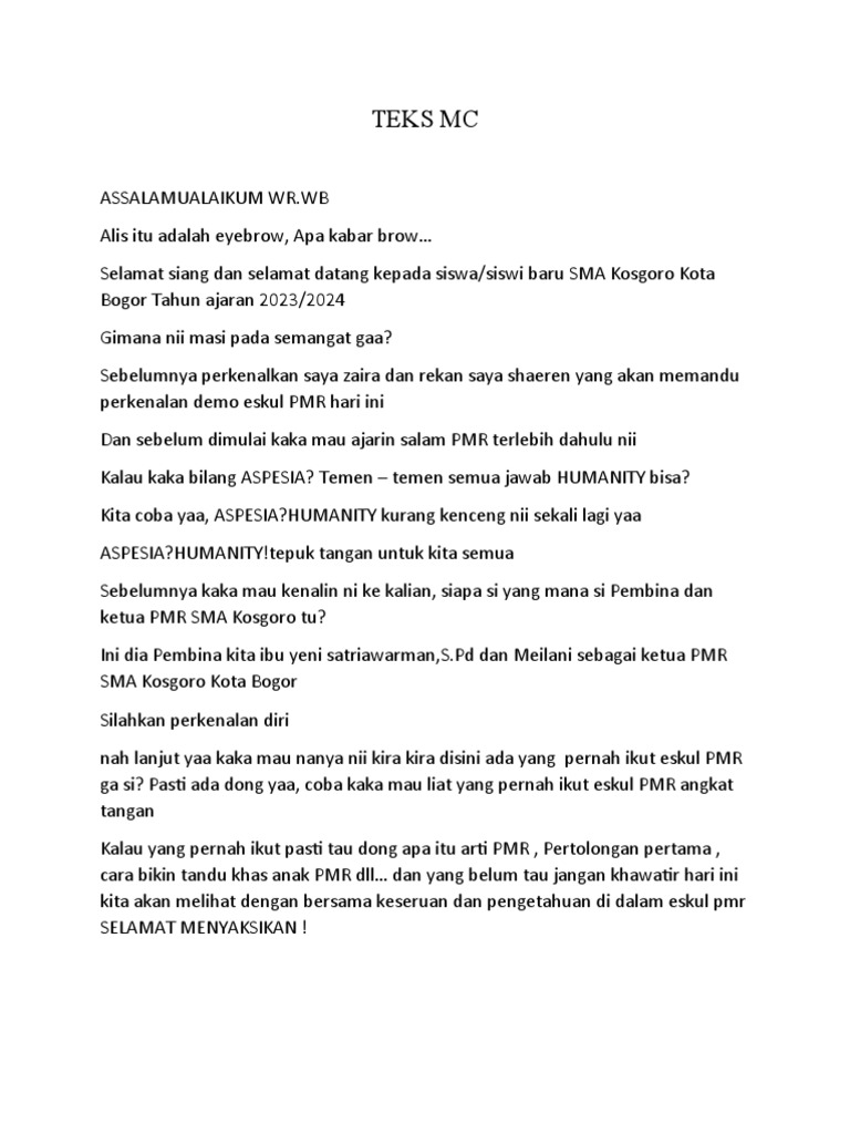 Teks MC | PDF