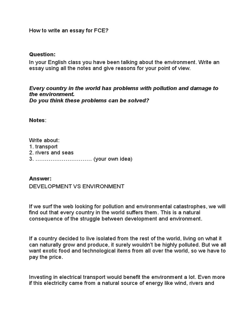 How To Write An Essay For FCE | PDF | Essays | Pollution