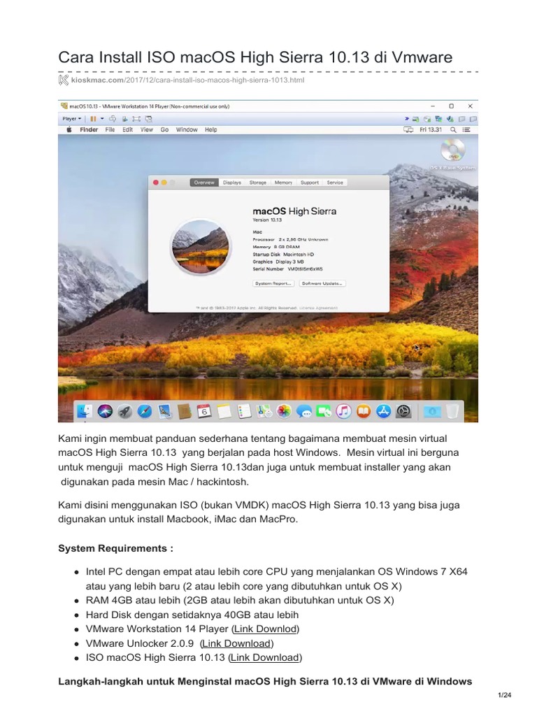 Cara Install Iso Macos High Sierra 1013 Di Vmware Pdf 