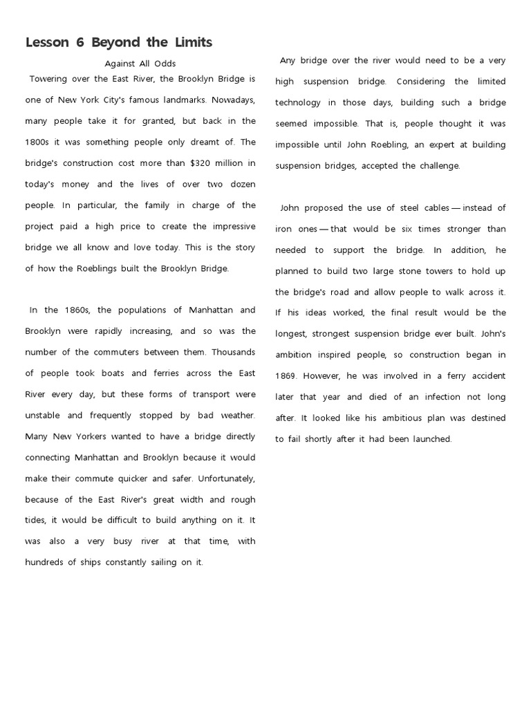 Roebling Family's Brooklyn Bridge Triumph | PDF