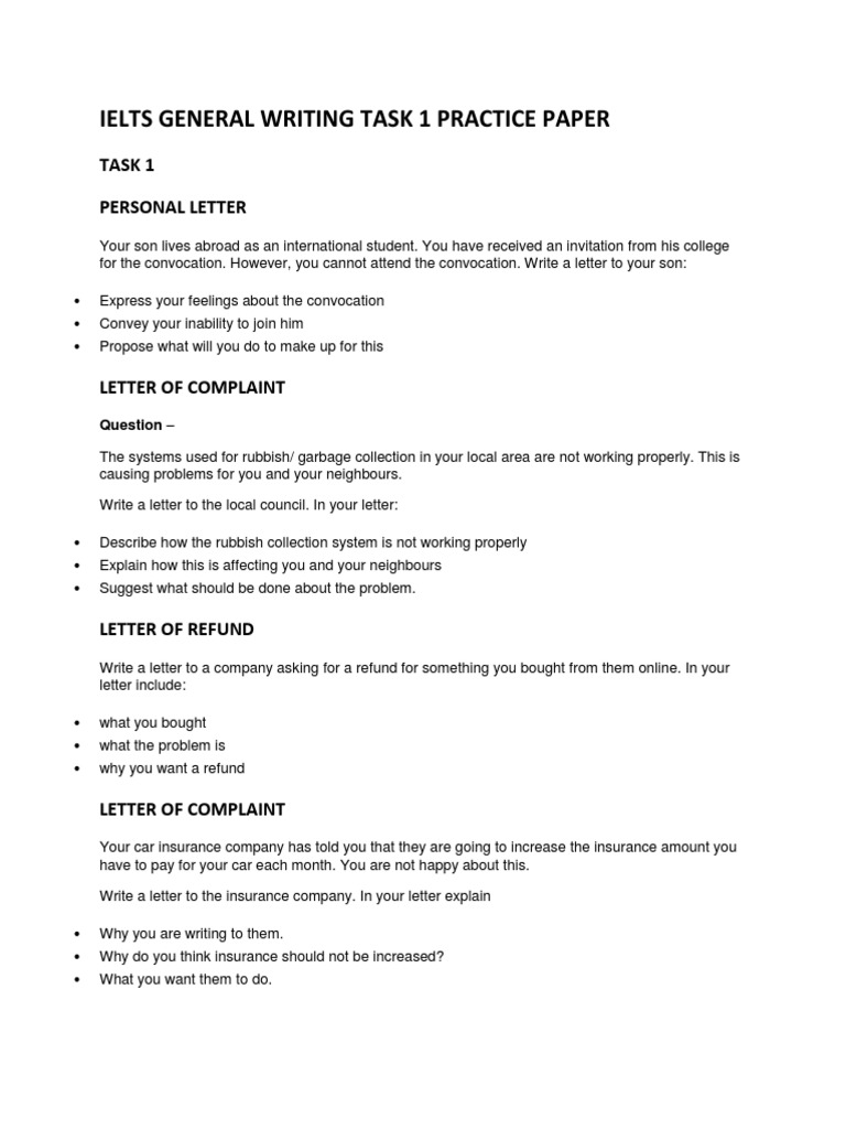 General Writing Task 1 Practice Paper23 | PDF | Career & Growth ...