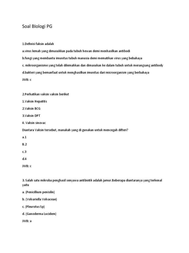Soal BIologi PG | PDF