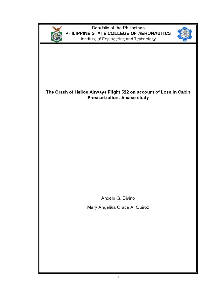 Divino, Quiroz Case Study No. 1 - Helios Airways Flight 522 | PDF