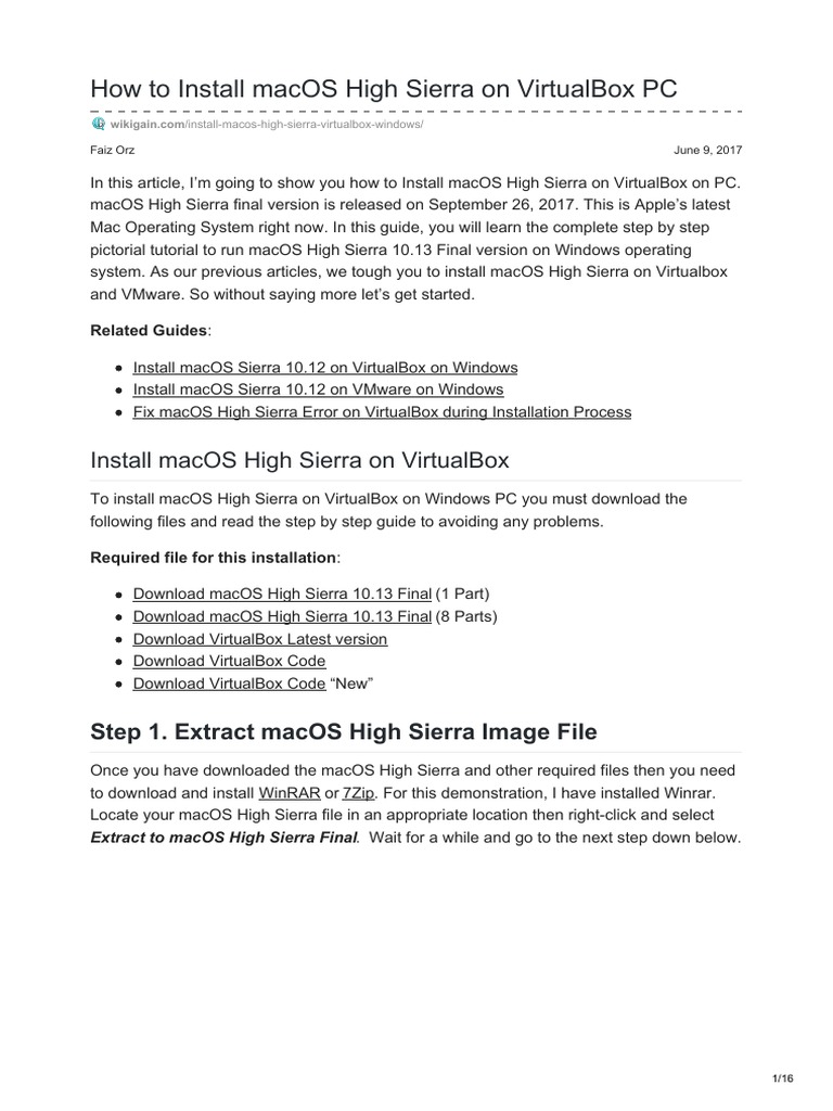 How To Install macOS High Sierra On VirtualBox PC | PDF | Computing | Computer Architecture
