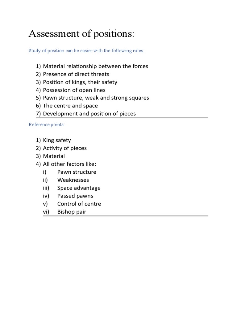 Assessment of Positions by GM RB Ramesh | PDF