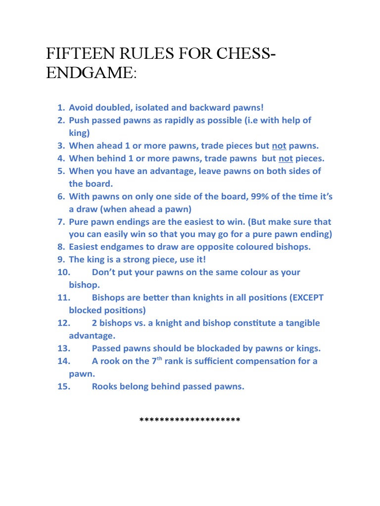 Chess Endgame Principles and Tips | PDF | Law | Home & Garden