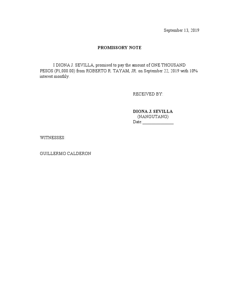 Promissory Note Short | PDF