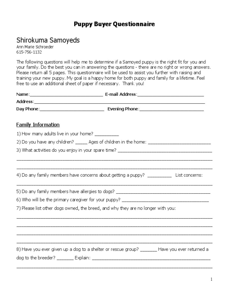 Questions For Puppy Prospects | PDF | Dog Training | Dogs