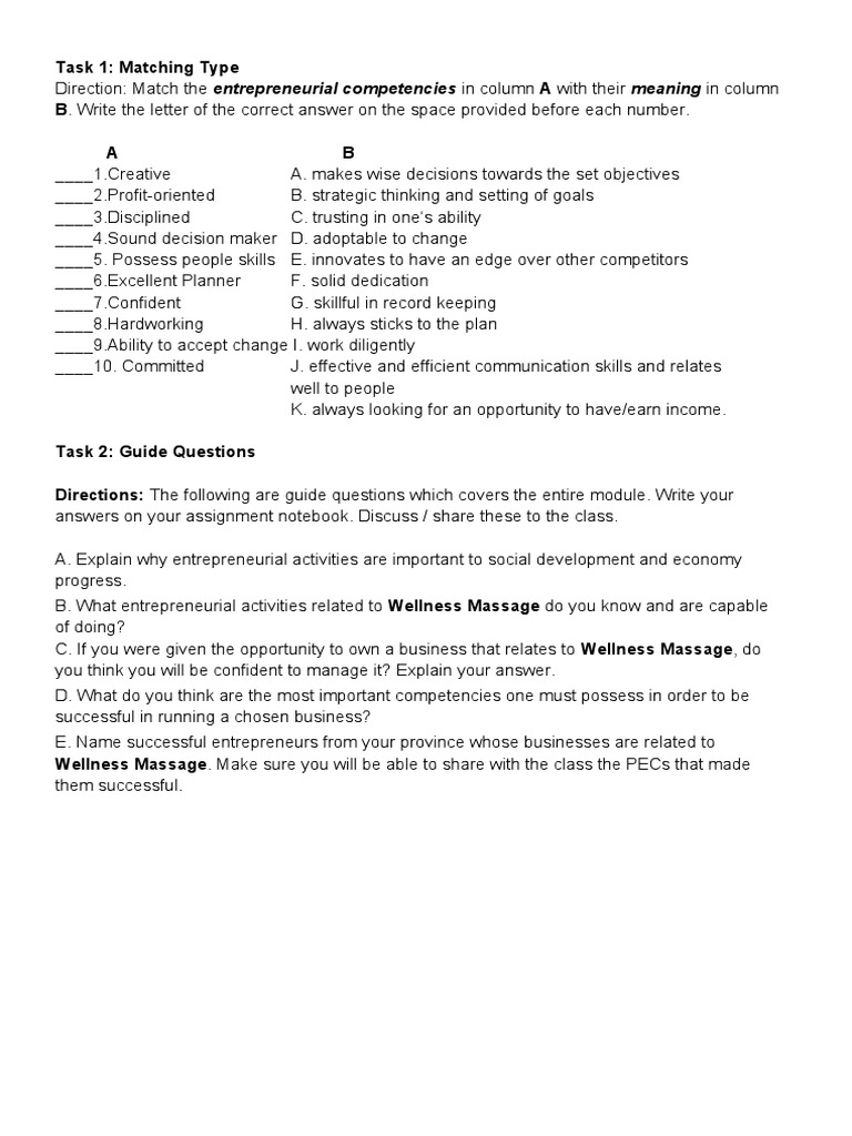 Grade 10 Task 1 PECS | PDF | Career & Growth
