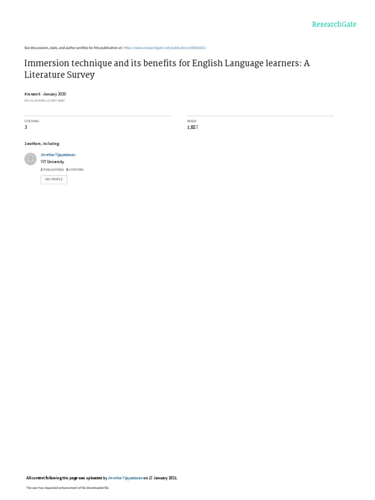 English Immersion | PDF | Multilingualism | First Language