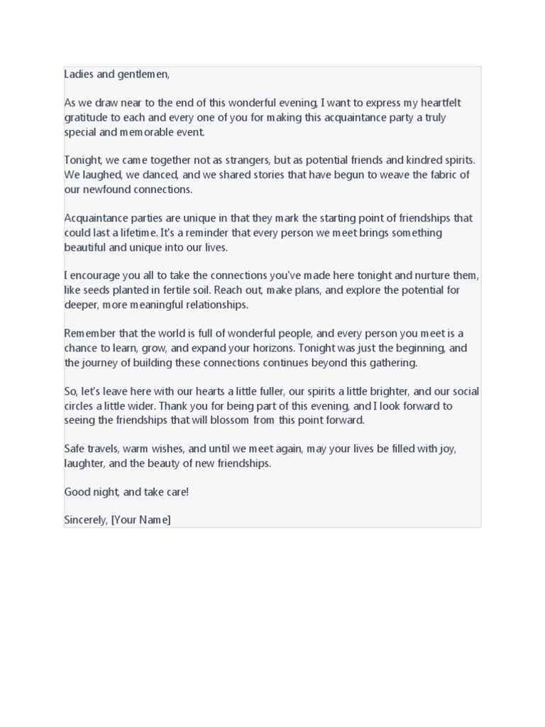 Acquaintance Party - Message | PDF