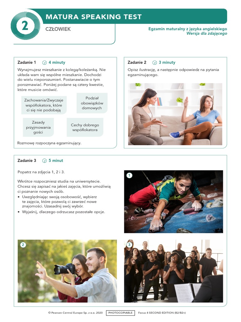 Focus4 2E Matura Speaking Unit 2 For Student | PDF