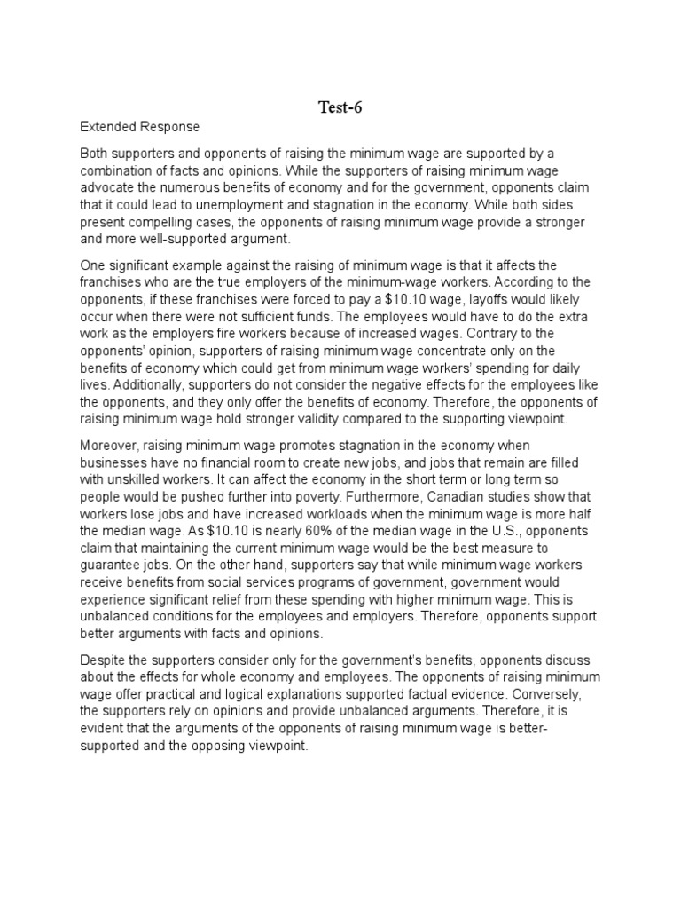 RLA - Test 6 ER | PDF | Minimum Wage | Employment