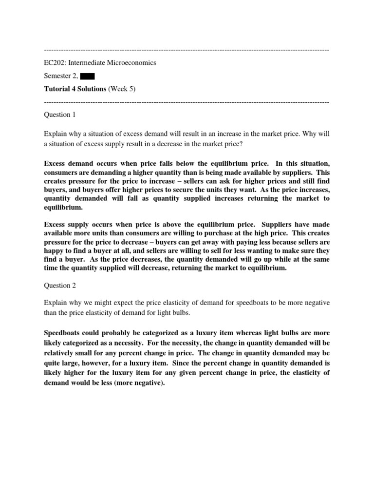 Tutorial 4 Solutions | PDF | Demand | Prices