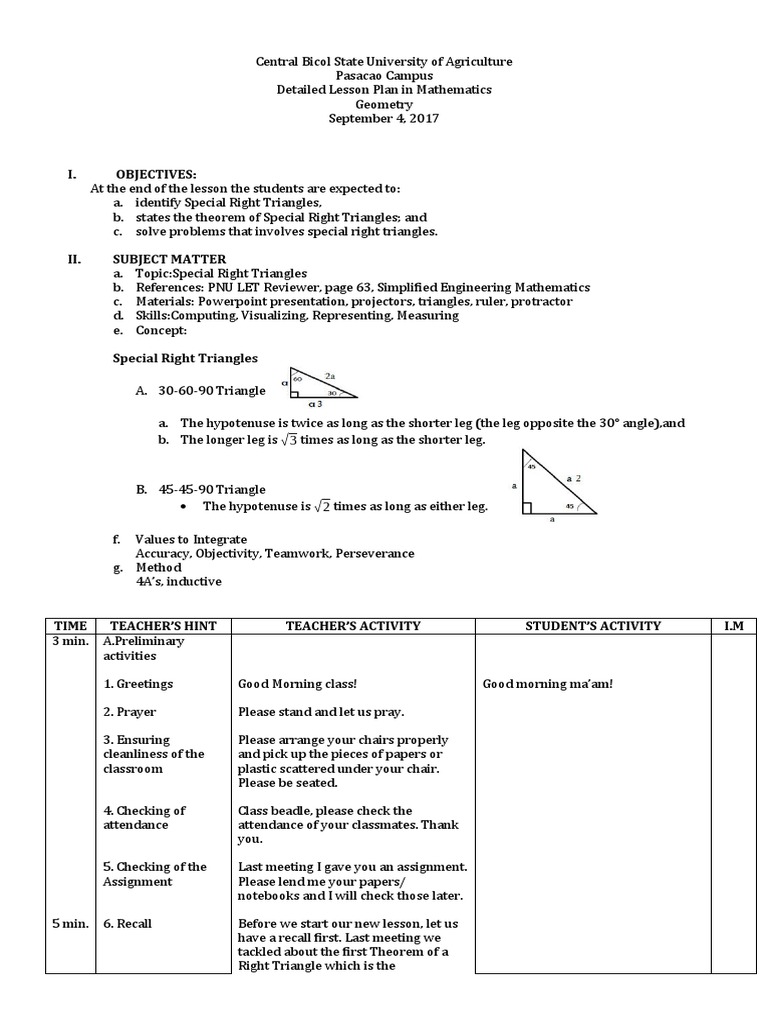 Special Triangle Grade 9 | PDF | Triangle | Euclid