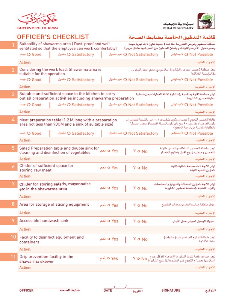 Dubai municipality inspectors checklist_pdf | PDF