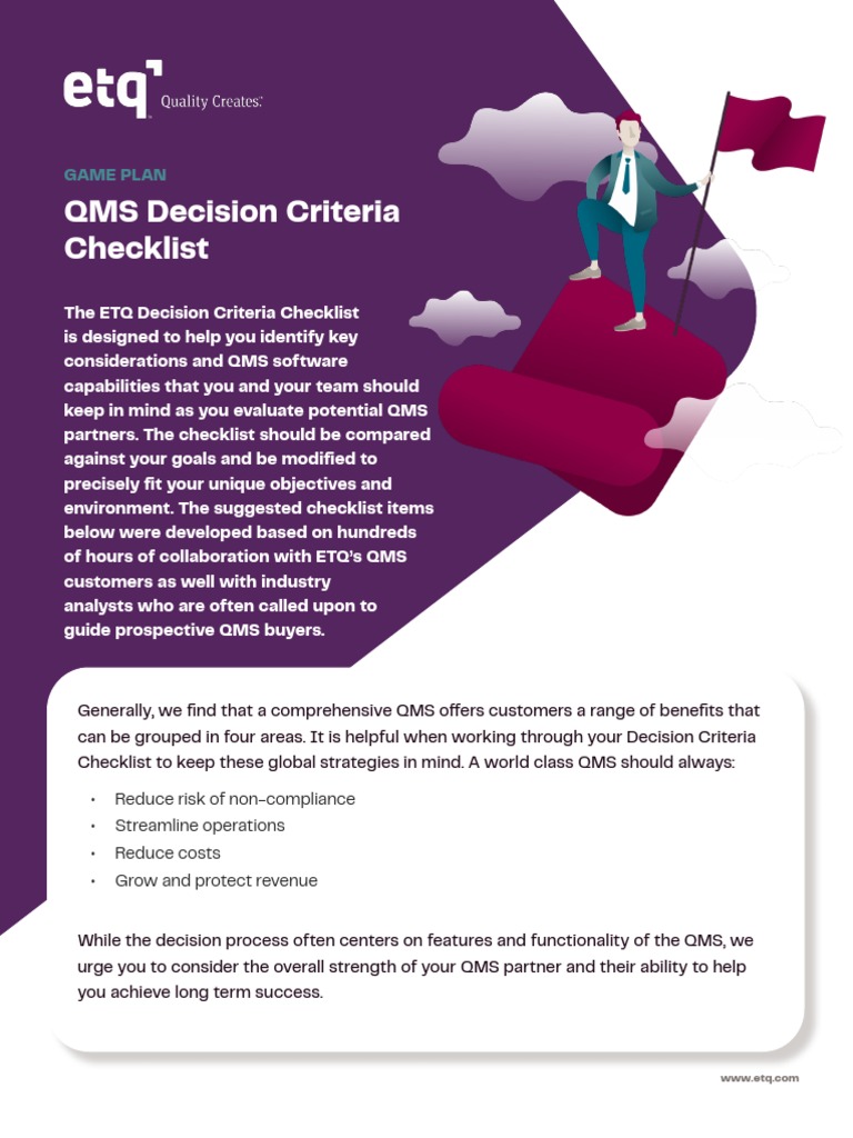 ETQ QMS Decision Criteria Checklist | PDF | Quality Management System ...