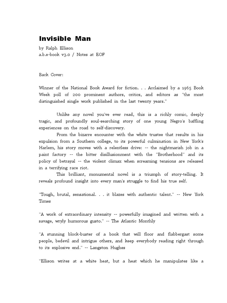 Invisible Man PDF | PDF | Home & Garden