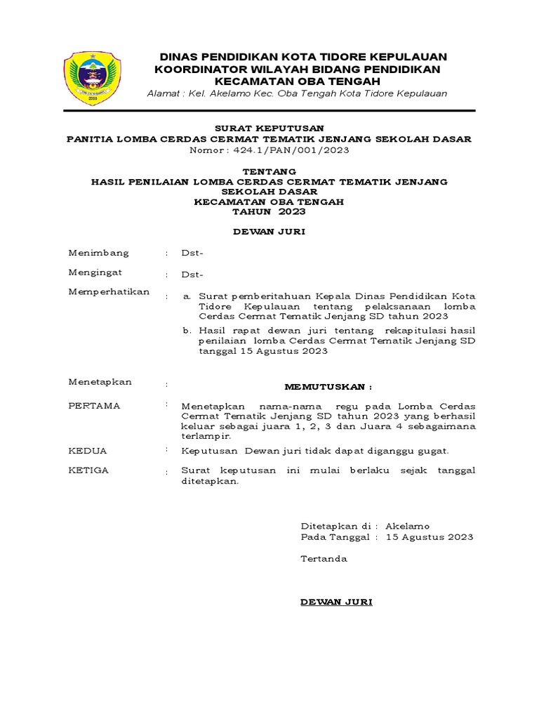 SK Dewan Juri Cerdas Cermat | PDF SK Dewan Juri Cerdas Cermat | PDF