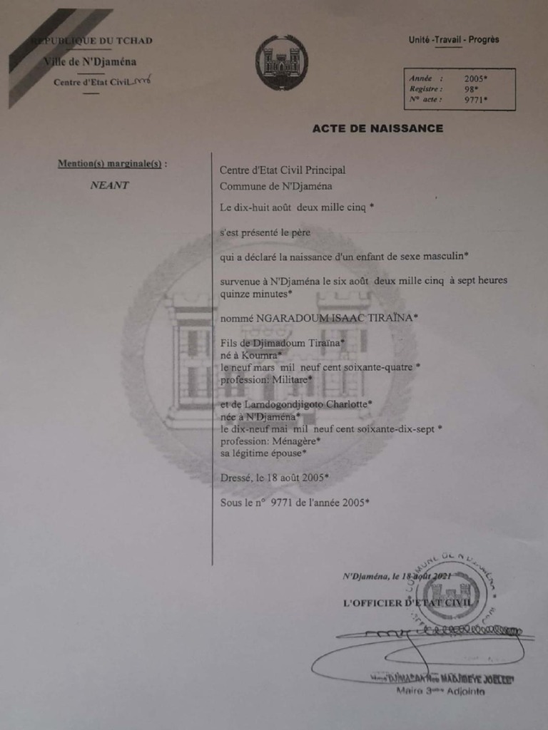 Acte de Naissance | PDF