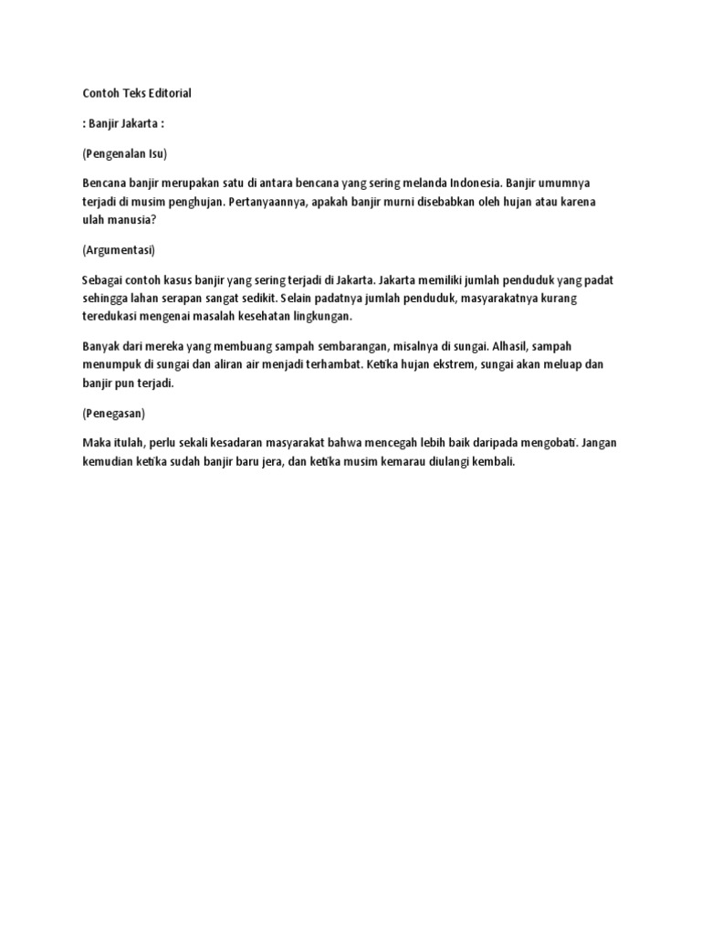 Contoh Teks Editorial | PDF