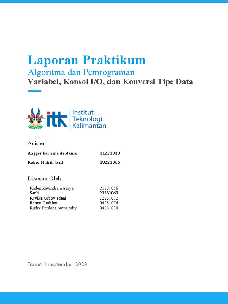 Praktikum Algoritma: Variabel & I/O | PDF