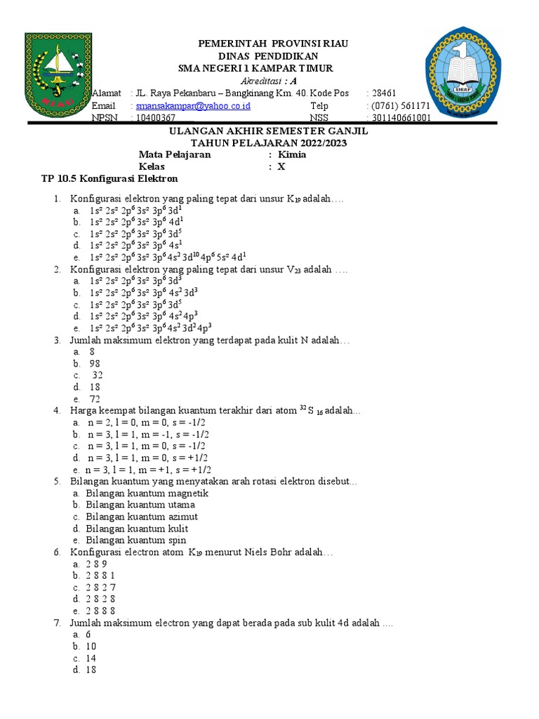 Soal Kimia Genap K22 | PDF