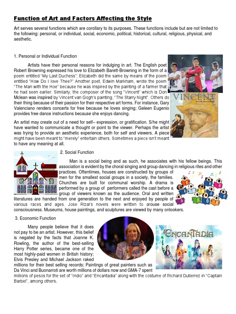 Function of Art and Factors Affecting The Style | PDF | Sculpture ...