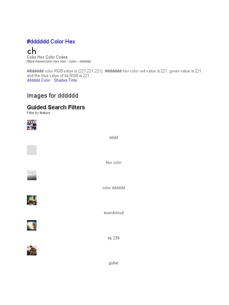DDDDDD Color Hex | PDF | Rgb Color Model | Image Processing