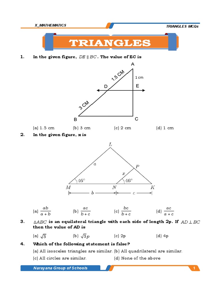 05 TRIANGLES MCQs | PDF | Triangle | Area