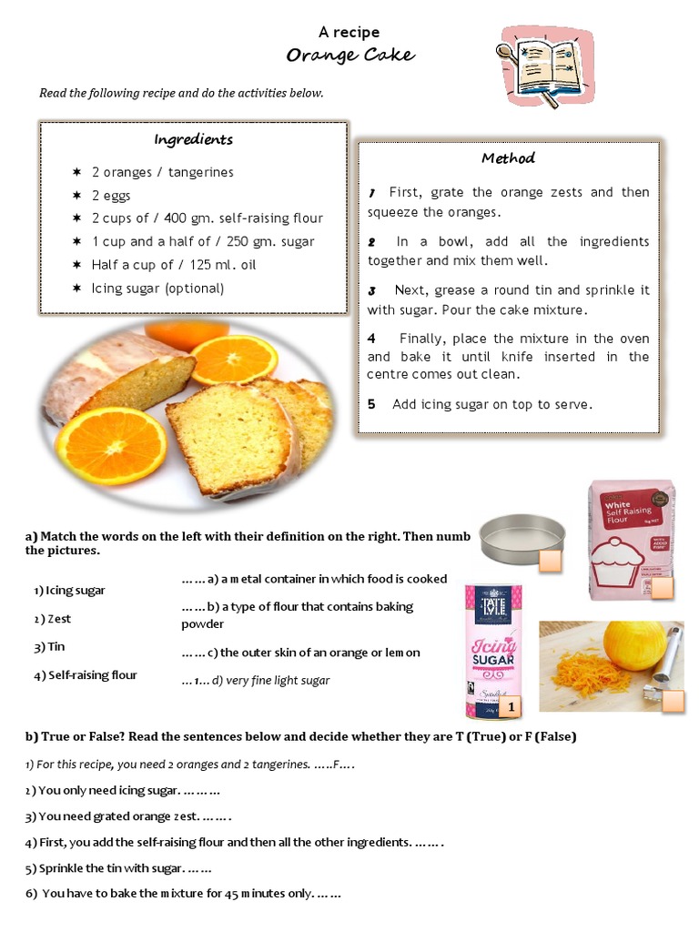 A Recipe - Orange Cake | PDF