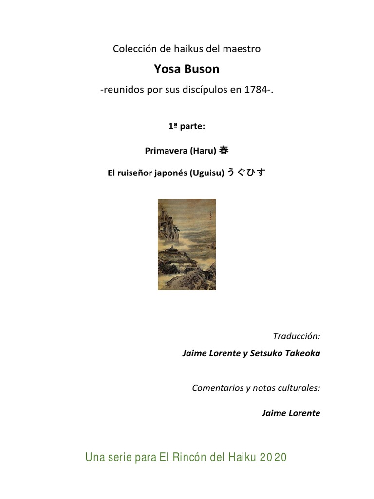 Haikus de Yosa Buson: El Ruiseñor Japonés | PDF | Haiku