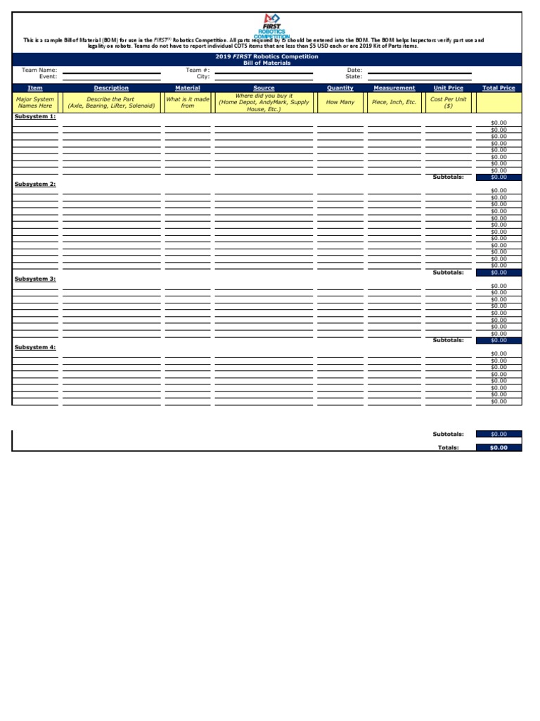 Bill of Materials Template 01 | PDF | Production And Manufacturing ...
