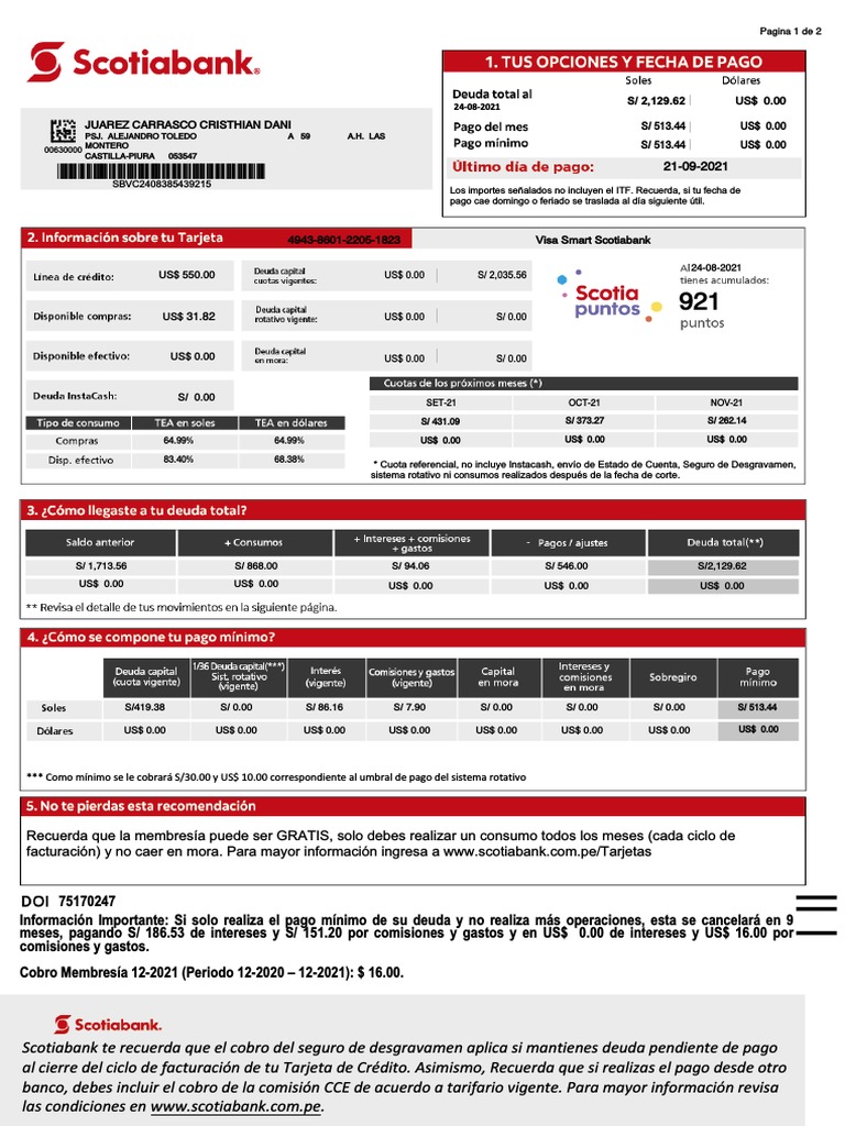 Agosto Scotiabank | PDF | Finanzas personales | Dinero