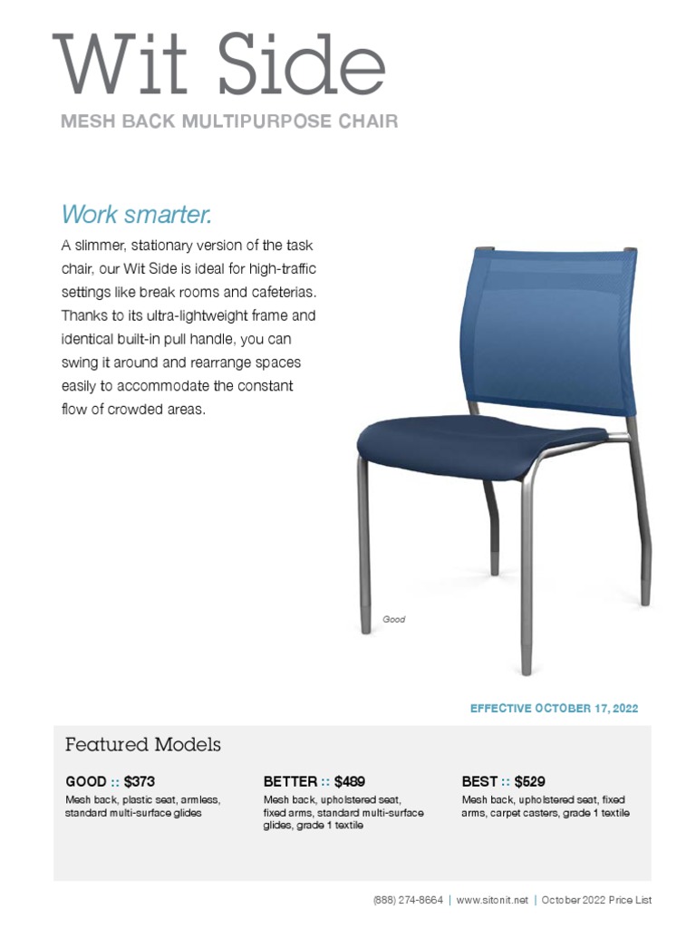 October 2022 Wit Side Chair Price List | PDF