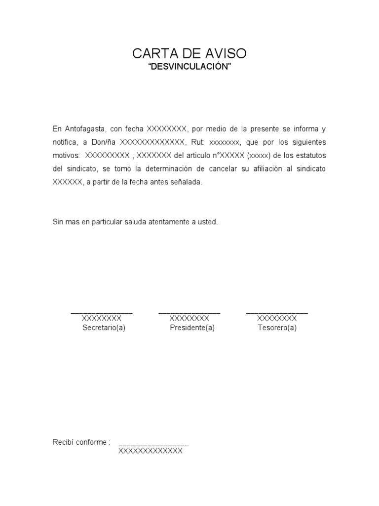 Carta de Aviso | PDF