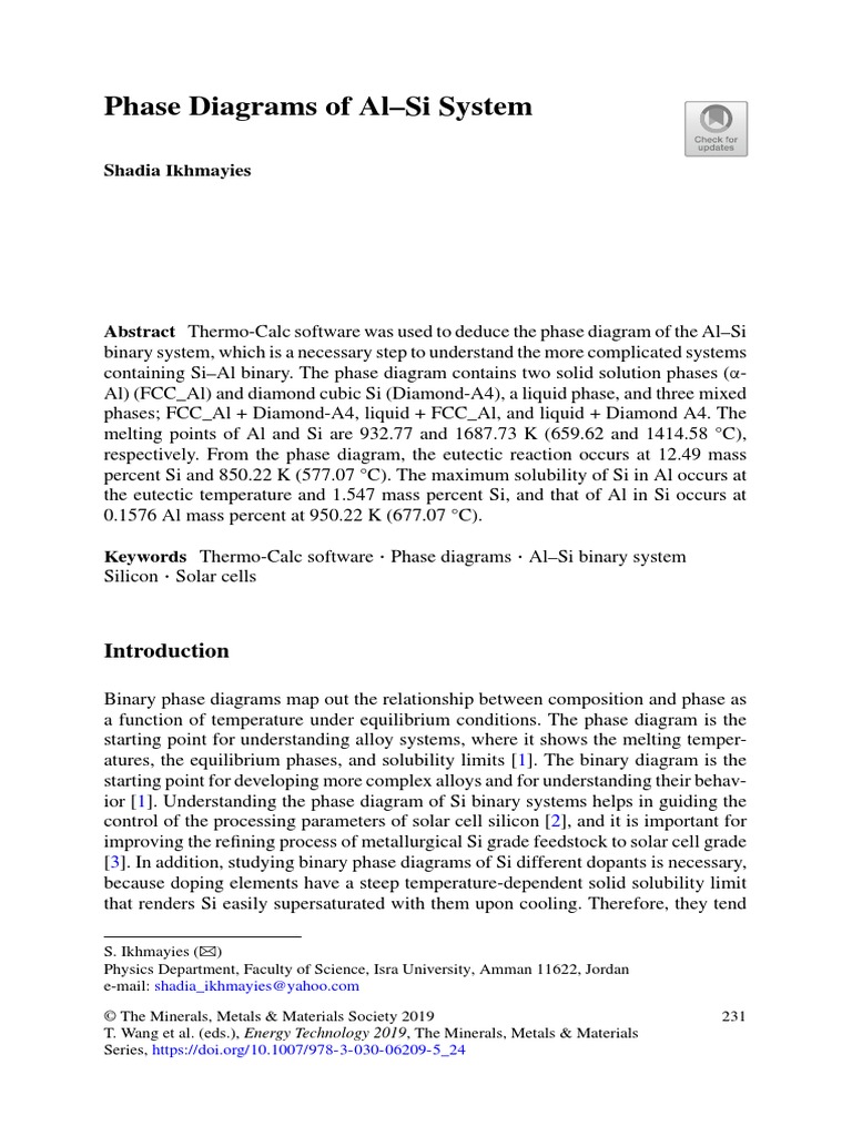 Phase Diagrams of Al-Si System | PDF