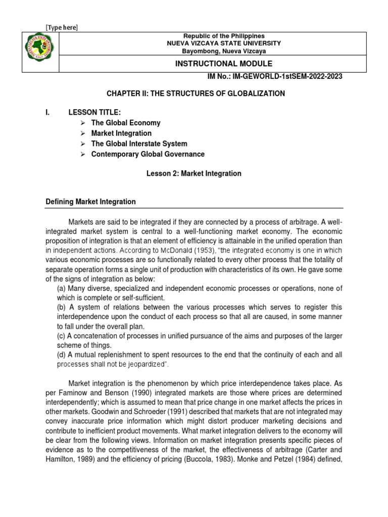Market Integration | PDF | Market (Economics) | Economies Of Scale