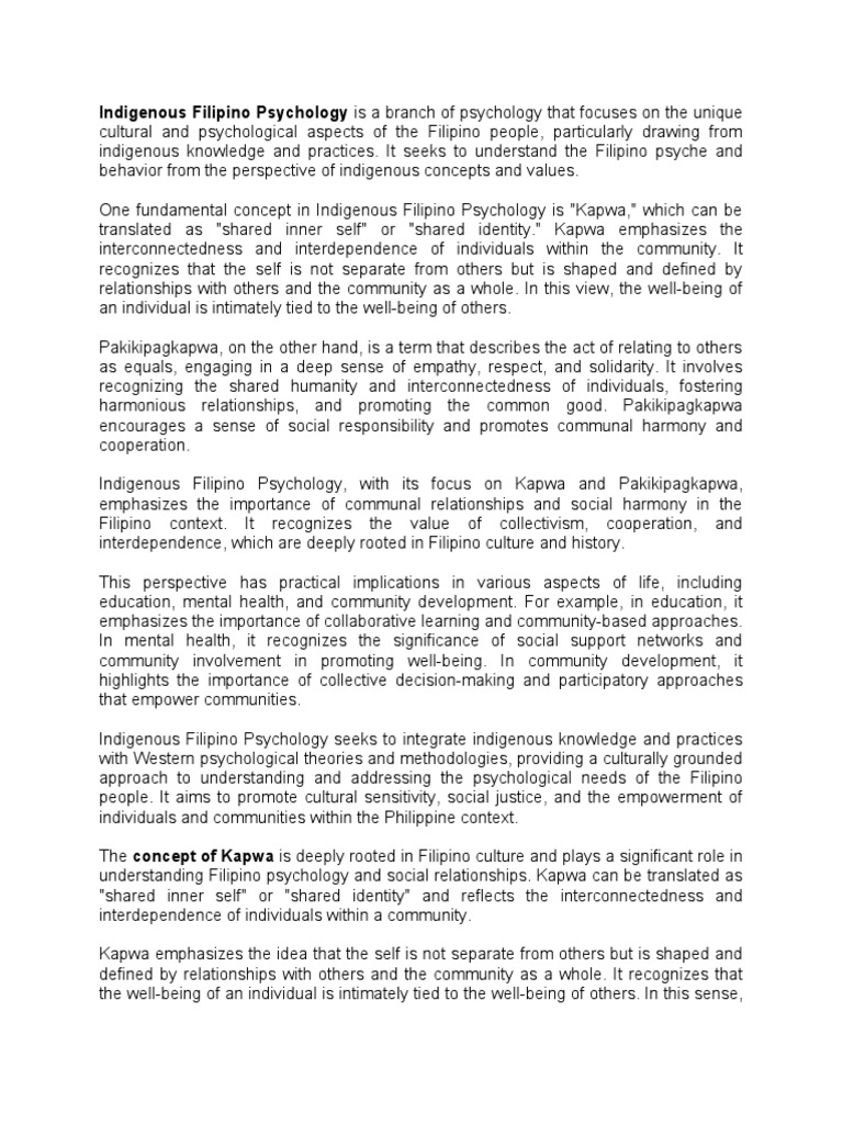 Indigenous Filipino Psychology | PDF