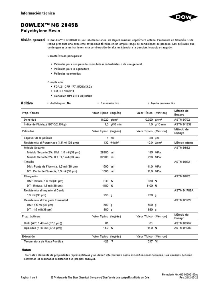 DOWLEX™ NG 2045B Información Tecnica | Descargar gratis PDF ...