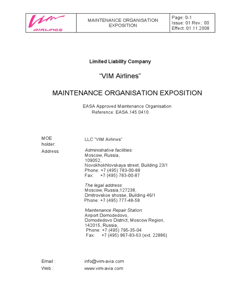 VIM Airlines Maintenance Exposition | PDF | Audit | Quality Assurance