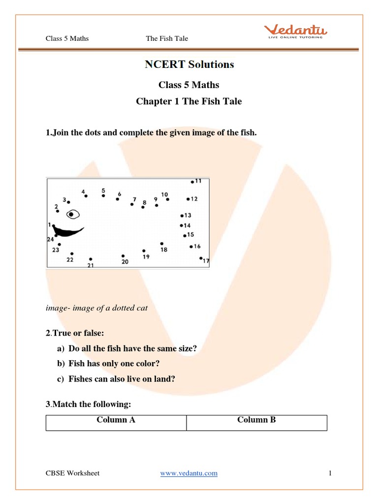 NCERT Solutions For Class 5 Maths Chapter 1 - The Fish Tale - . | Download Free PDF | Fish ...