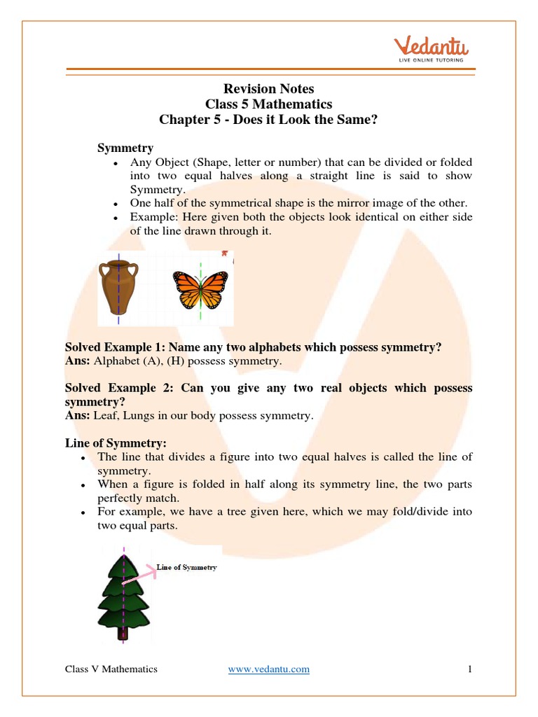 Does It Look The Same Class 5 Notes CBSE Maths Chapter 5 (PDF) | PDF ...