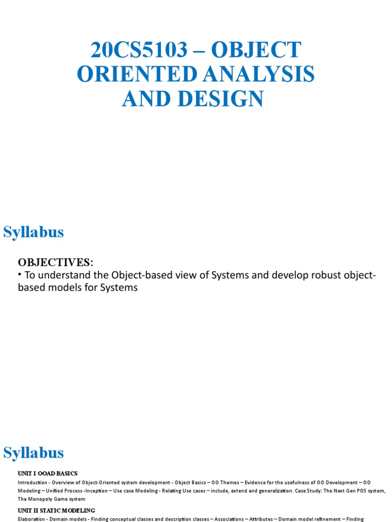 Unit 1 Pdf Use Case Object Computer Science