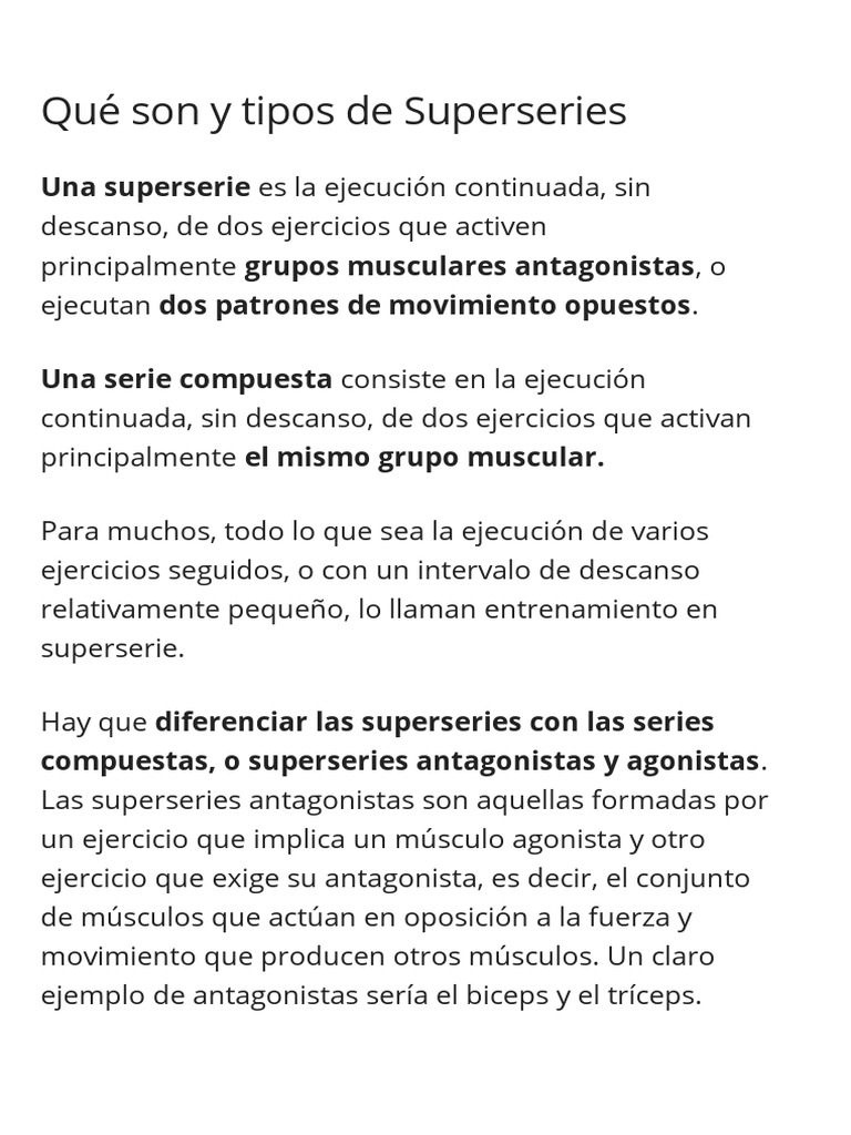 Qué Son y Tipos de Superseries | PDF | Músculo esquelético