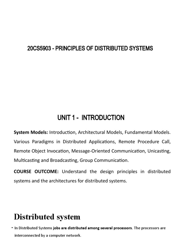 PDS Unit 1 | PDF | Distributed Computing | Computer Network