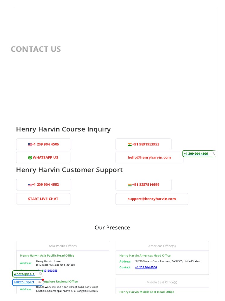 Henry Harvin SAP Training Contact | PDF
