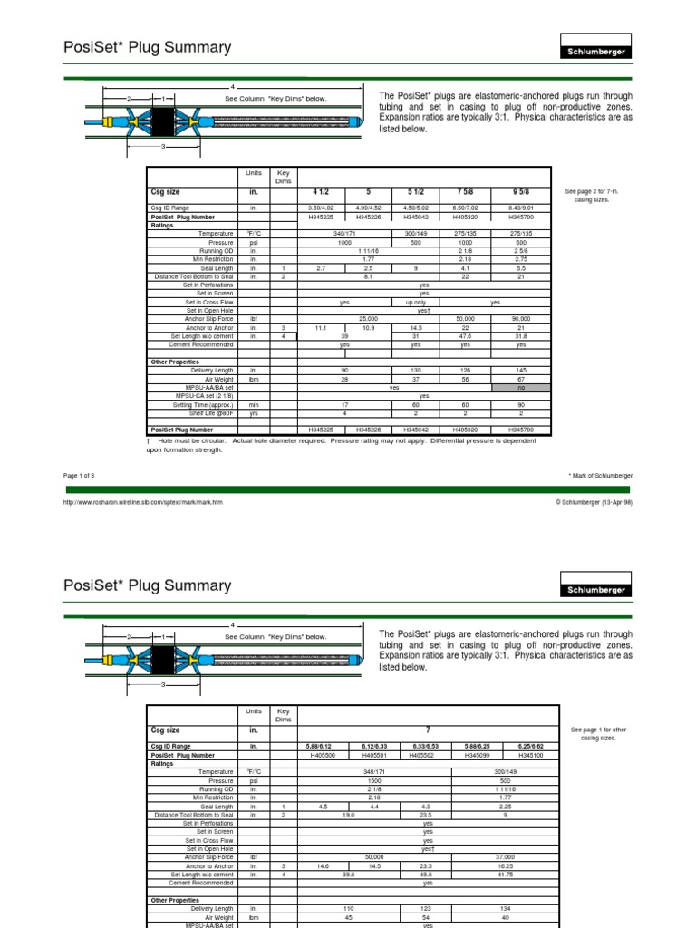 Plugs Summary | PDF | Casing (Borehole) | Materials